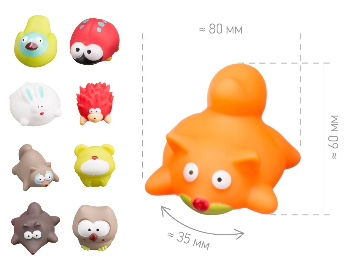 Игрушки для ванной для детей ROXY-KIDS Лесные жители, 9 шт